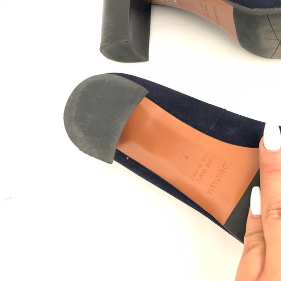 Aquatalia | Shoes | Aquatalia Navy Suede Pasha Block Heel Pumps | Poshmark